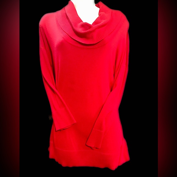 Cable &Gauge | Sweaters | Sweater Bright Red With Long Sleeves And Cowl ...